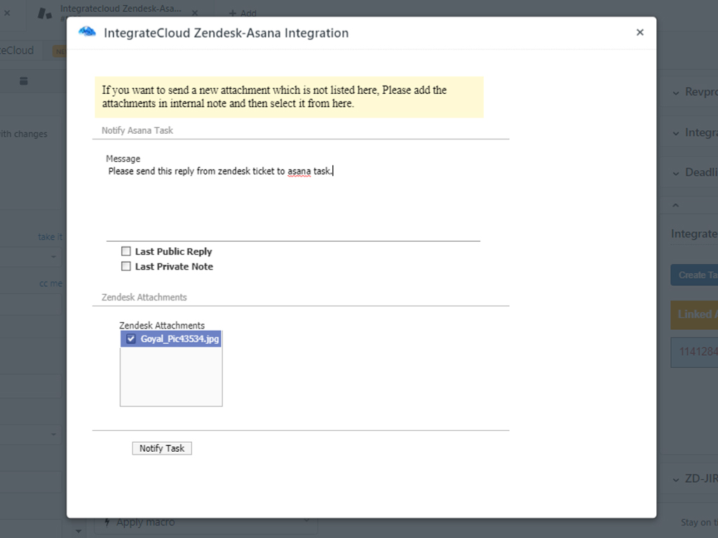 Asana Integration By IntegrateCloud App Integration with Zendesk Support